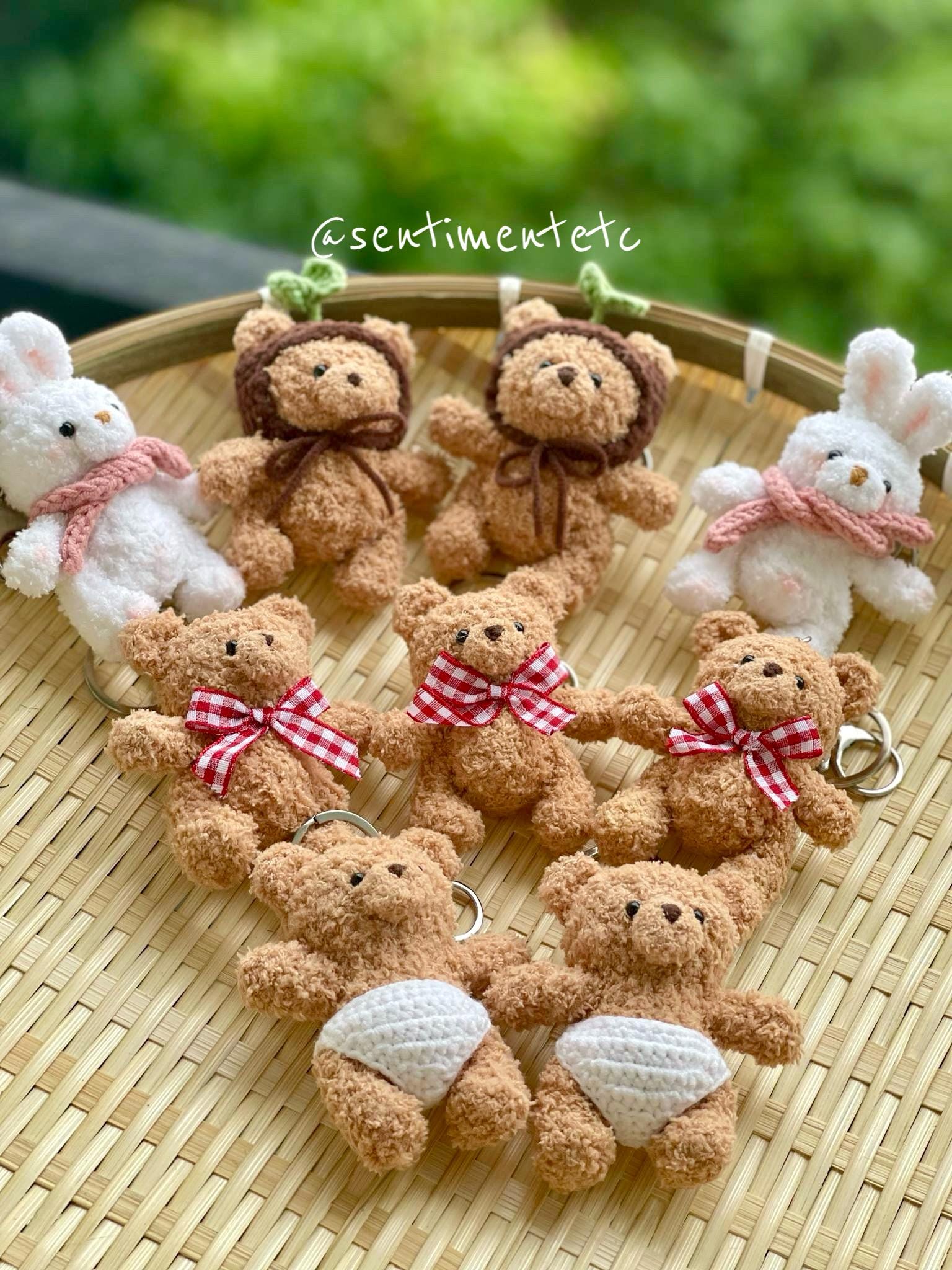 Handmade Crochet Bear and Bunny Keychains – Fuzzy Animal Bag Charms ...