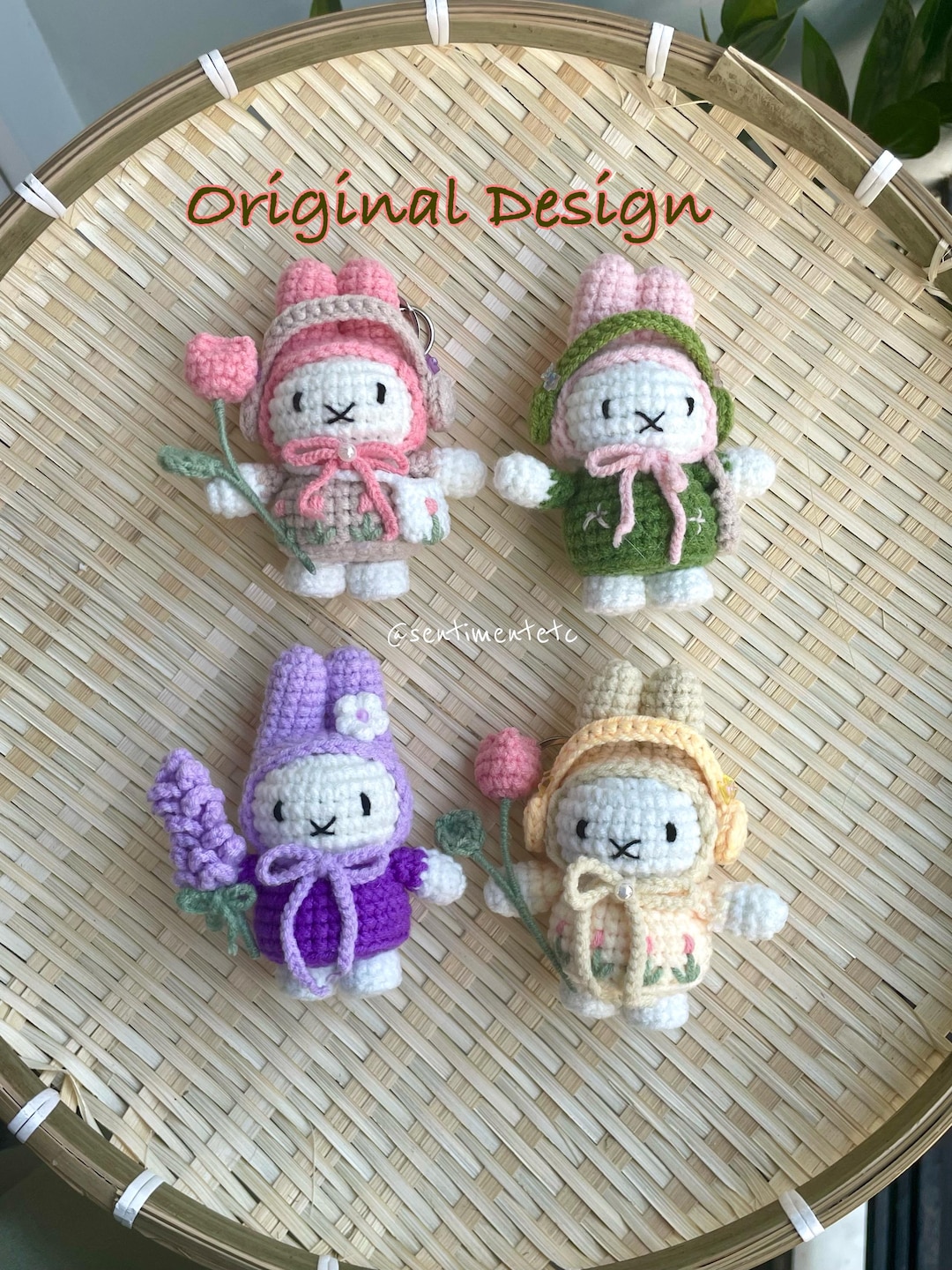 Crochet Bunny Miffy Spring Tulips Keychain Limited Edition, Easter Gift ...
