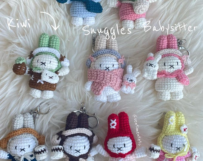 Miffy Bunny Keychain Matching Gifts Rabbit Crochet Handmade Kawaii ...