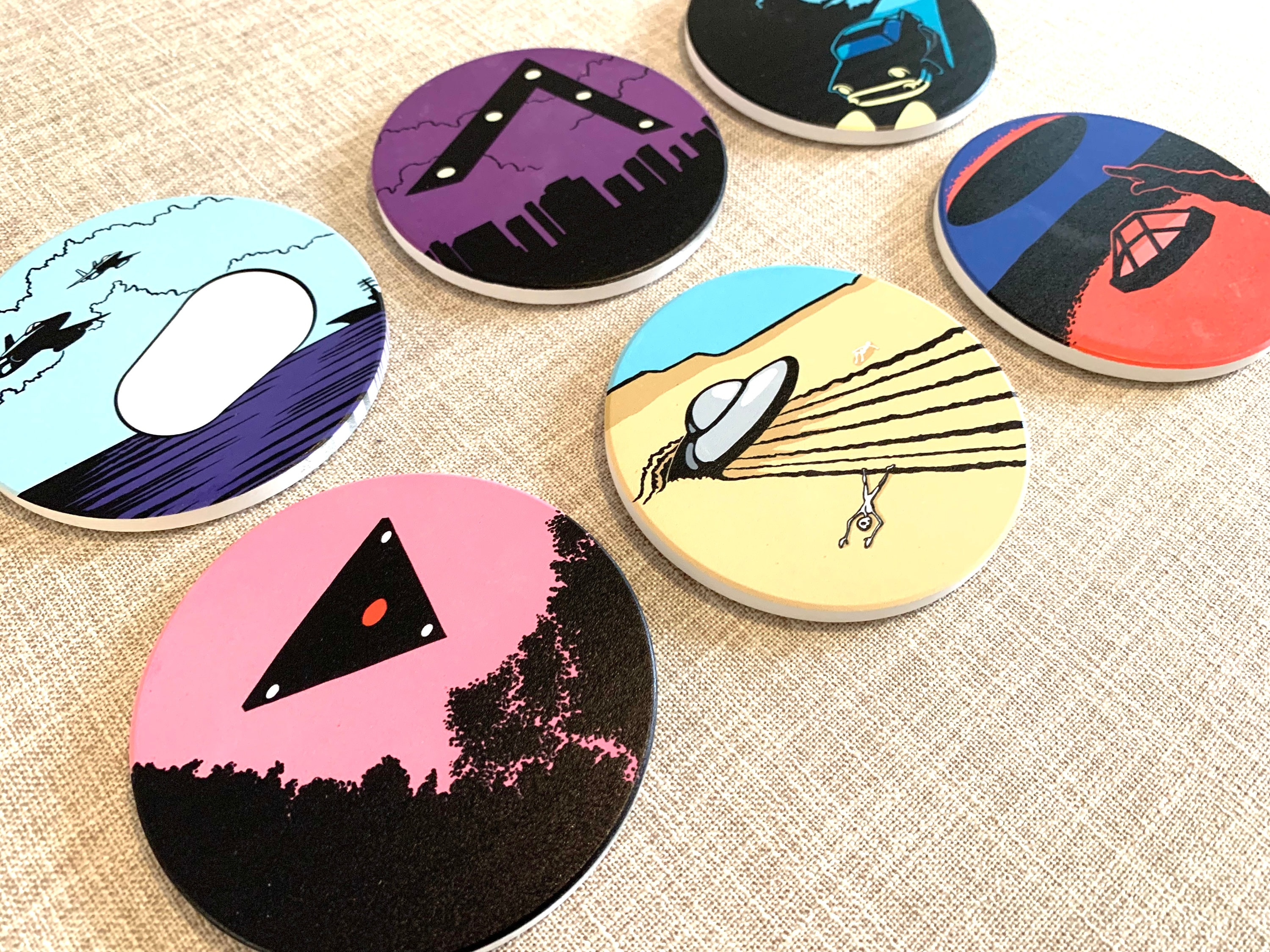 Ceramic Coaster Set of Historical UFO Cases (6) - Original Artwork - Etsy