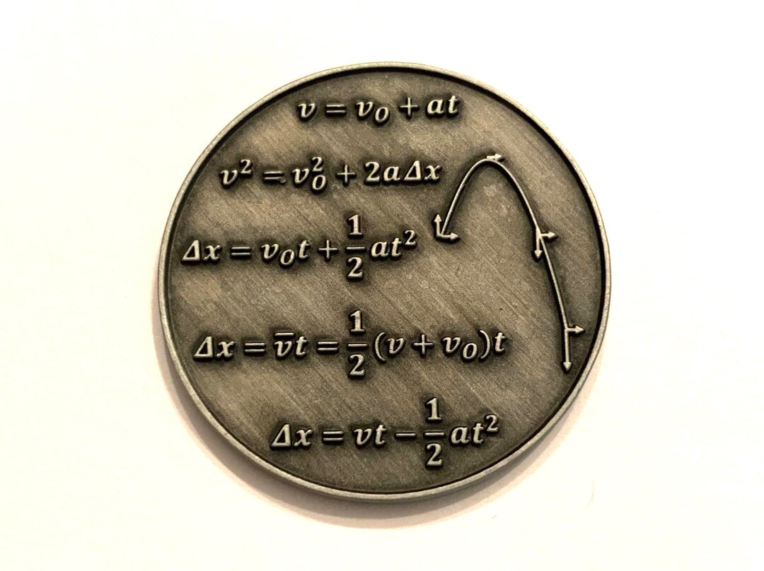Physics Kinematics Equations Reference Coin (antique Silver Tone) - Etsy