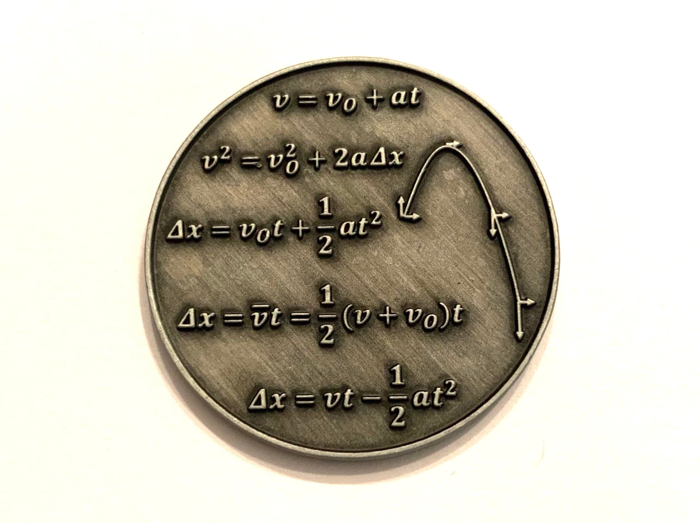 Physics Kinematics Equations Reference Coin antique Silver Tone - Etsy
