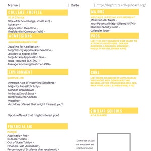 Student College Planner (dream School) - Etsy