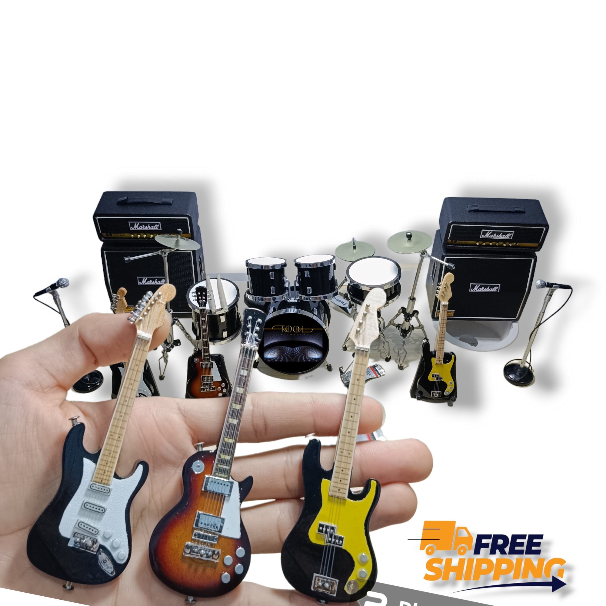 Miniature Musical Instrument Set: 1/12 Scale Drum Kit, Guitars, Amps - Etsy