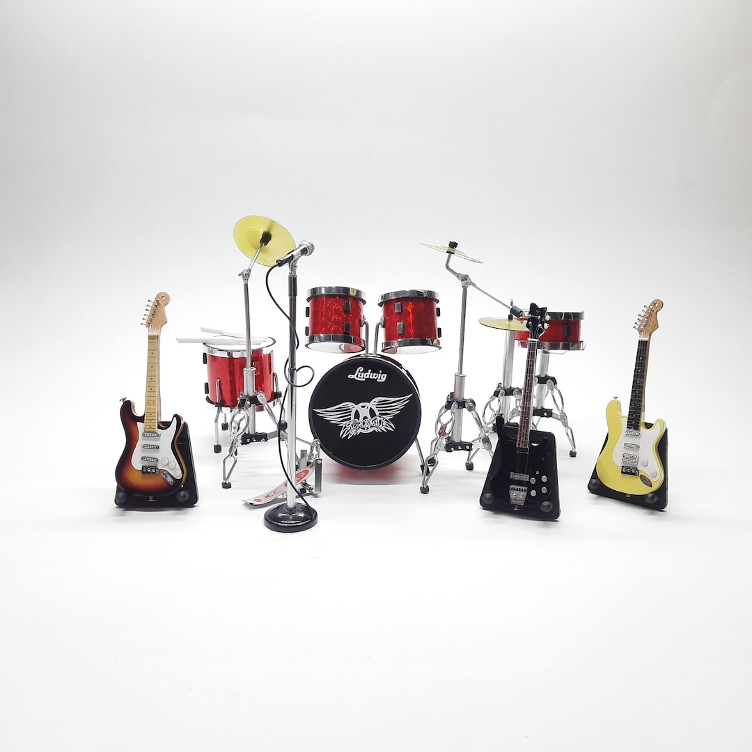Miniature Drum Small and Miniature Guitar Small AEROSMITH Atribute for ...