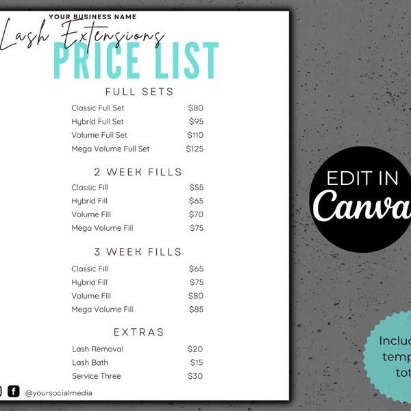 Lash Price List - Etsy