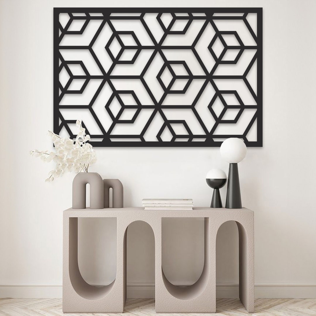 Wooden Geometric Line Art, Wooden Panel Wall Decor, Wood Line Decor ...