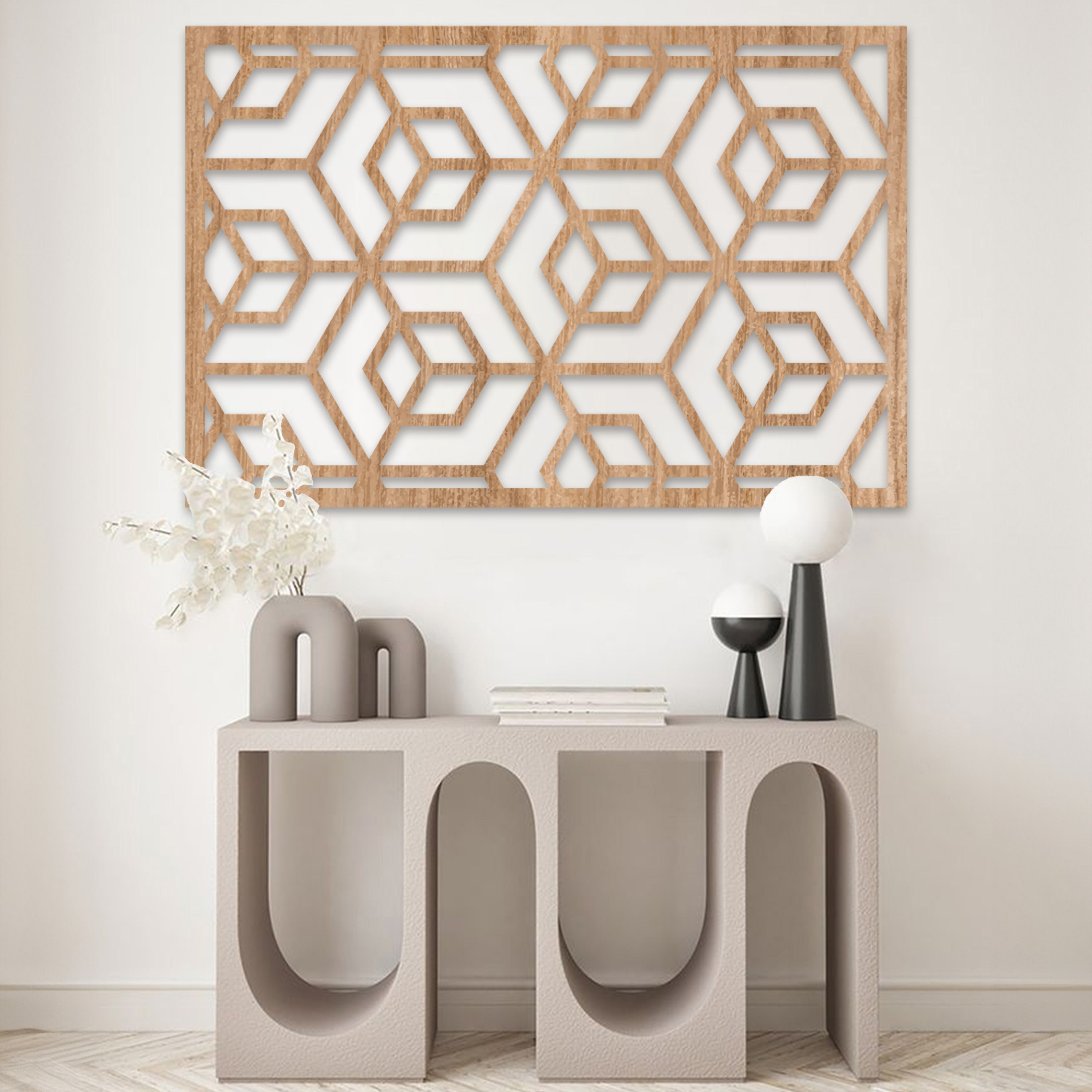 Wooden Geometric Line Art, Wooden Panel Wall Decor, Wood Line Decor ...