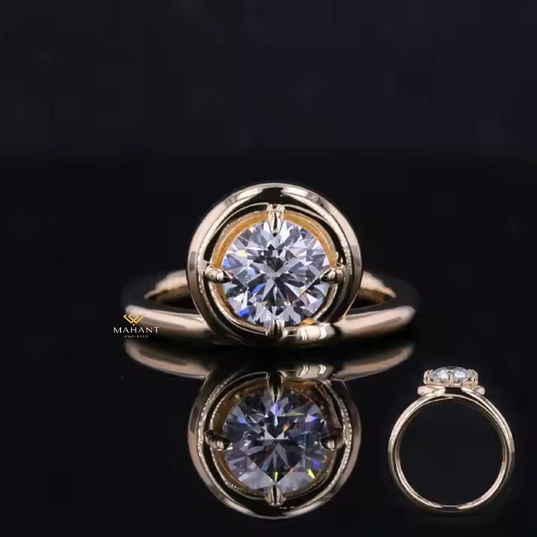 Swirl Bypass Solitaire Engagement Ring, Lab Grown Round Cut Diamond ...