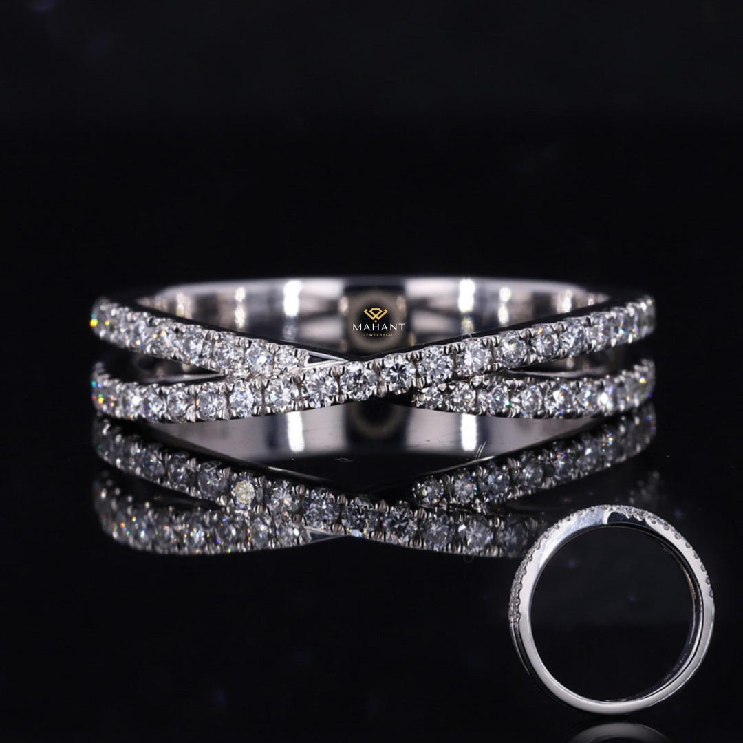 Crossover Matching Wedding Band for Ring, 1/2 Eternity Stacking ...