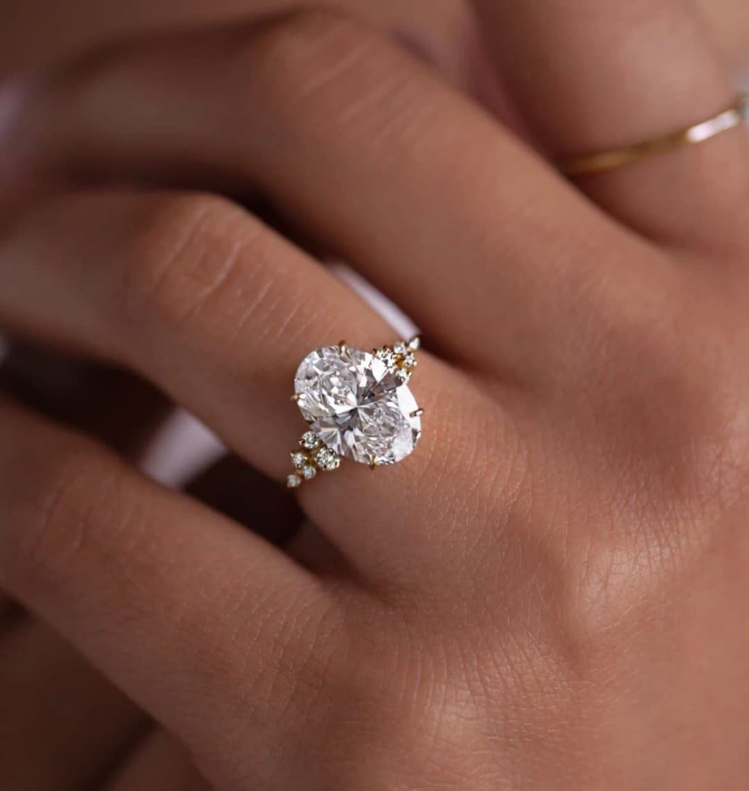 3.5 Carat Diamond Engagement Ring, Elongated Oval Cut Engagement Ring ...