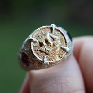 Pirate Ring- Sand Cast Signet, Sterling Silver 18ct Gold, Sapphire and ...