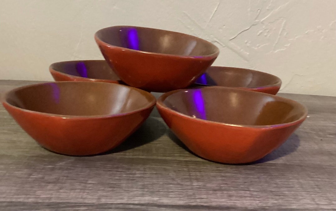 Vintage Frankoma Flame Red 5XS 5 Dessert Bowls Set of 5 - Etsy