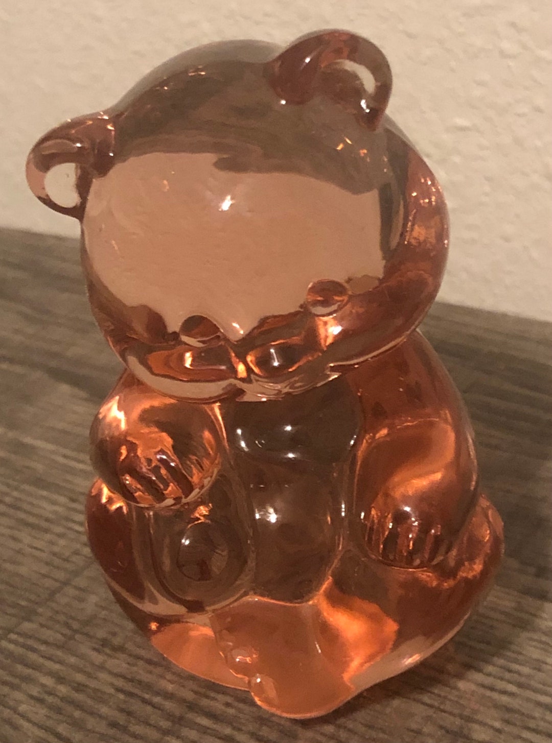 Vintage Fenton Pink Glass Bear - Etsy