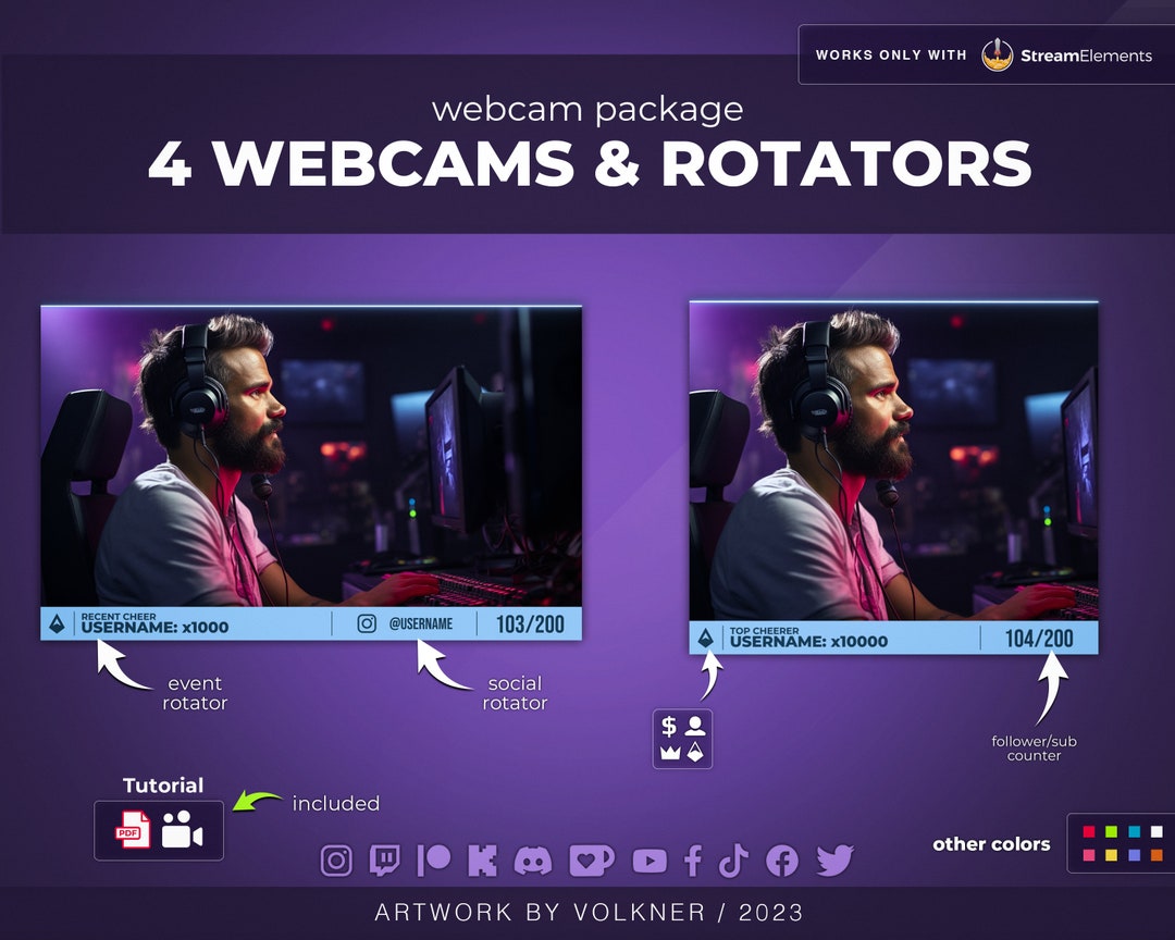 Light Blue Webcam Overlay for Twitch Webcam and Rotator Widget Subs ...