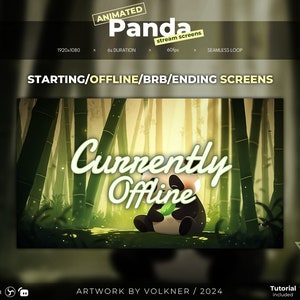 Panda Stream Overlay | Animated Stream Backgrounds | 4 Looped Twitch ...