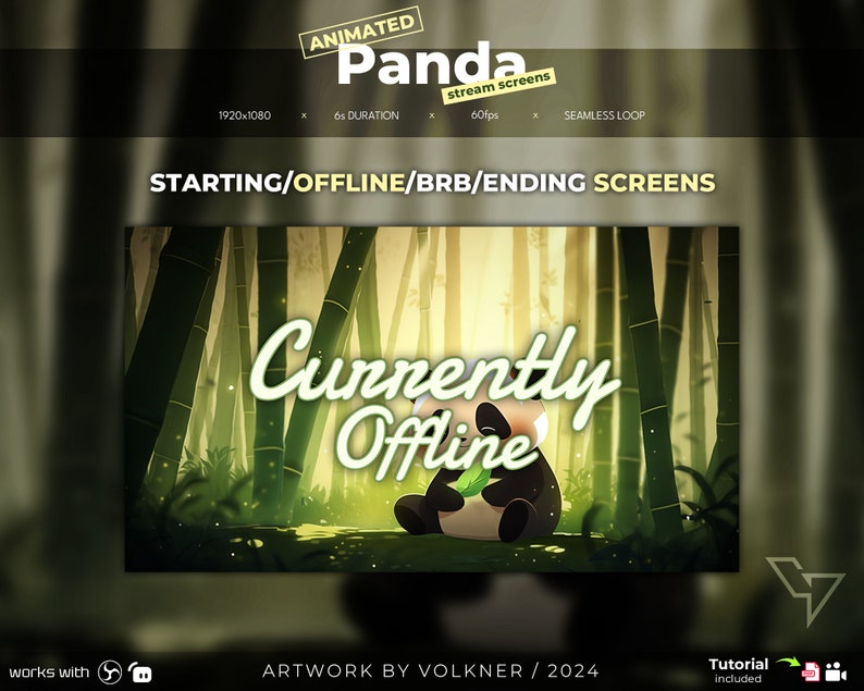 Panda Stream Overlay Animated Stream Backgrounds 4 Looped Twitch ...