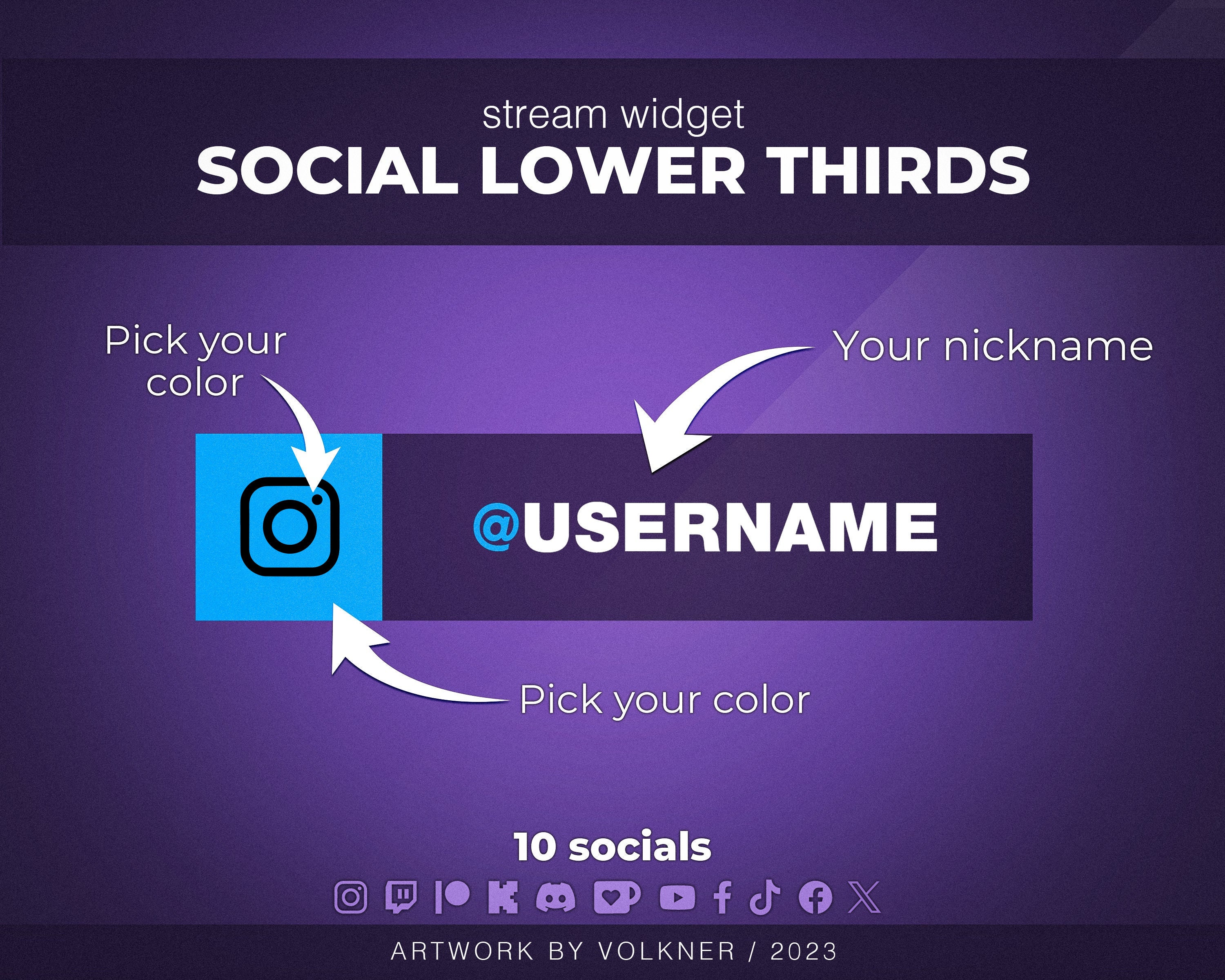 Custom Social Media Stream Overlay | Twitch Social Lower Thirds | 10 ...