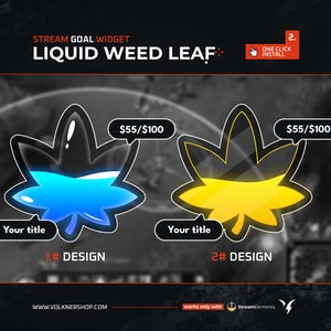 Liquid Weed Leaf Goal Widget | Glass Twitch Goals | Fully Customizable ...