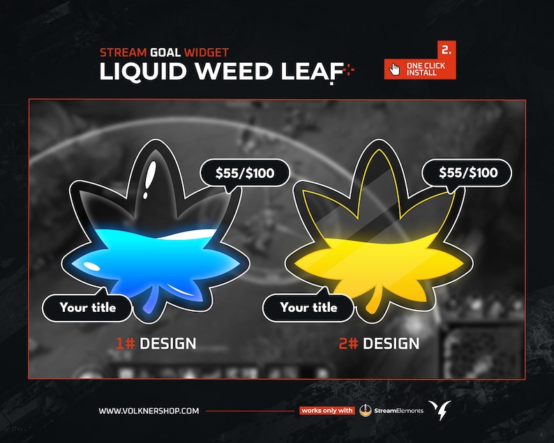 Liquid Weed Leaf Goal Widget | Glass Twitch Goals | Fully Customizable ...