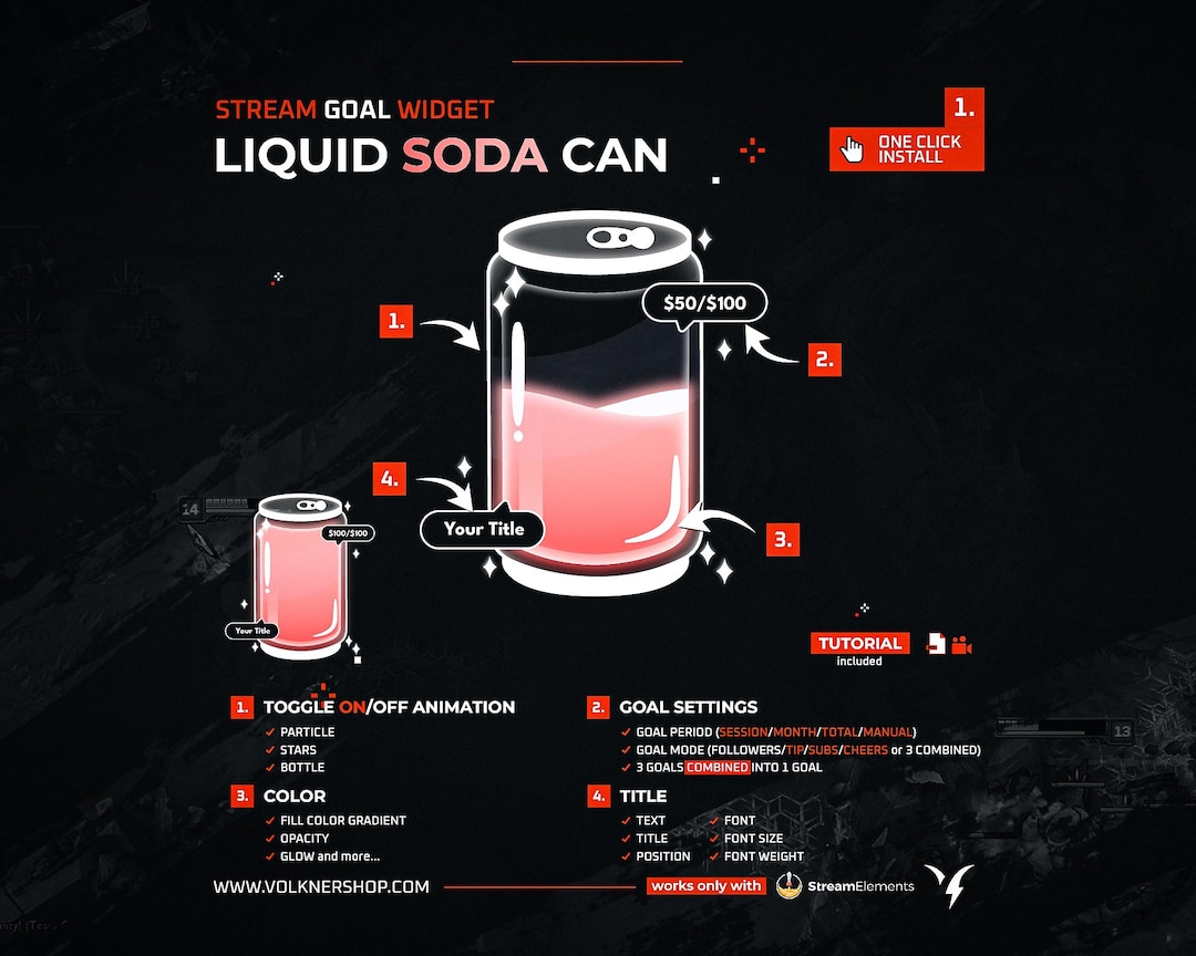 Soda Can Goal Widget | Liquid Twitch Goals | Fully Customizable | Sub ...