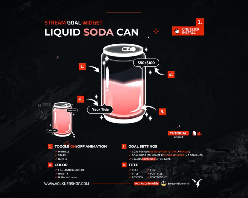 Soda Can Liquid Filling Goal Widget for Twitch Streamers for ...