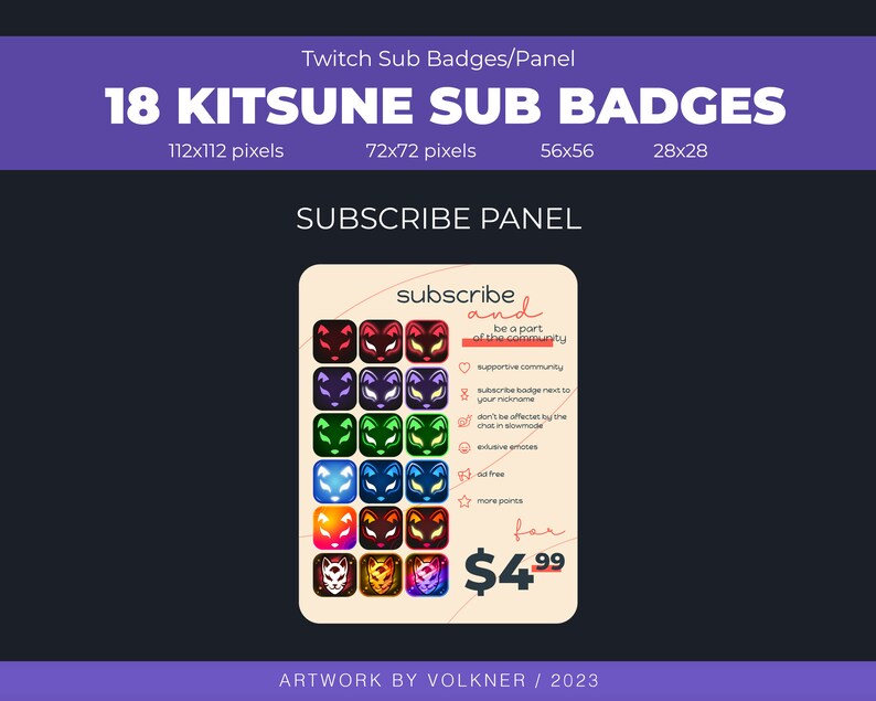 Twitch Kitsune Sub/bit Badges | 18 Fox Badges | Anime | Japanese ...
