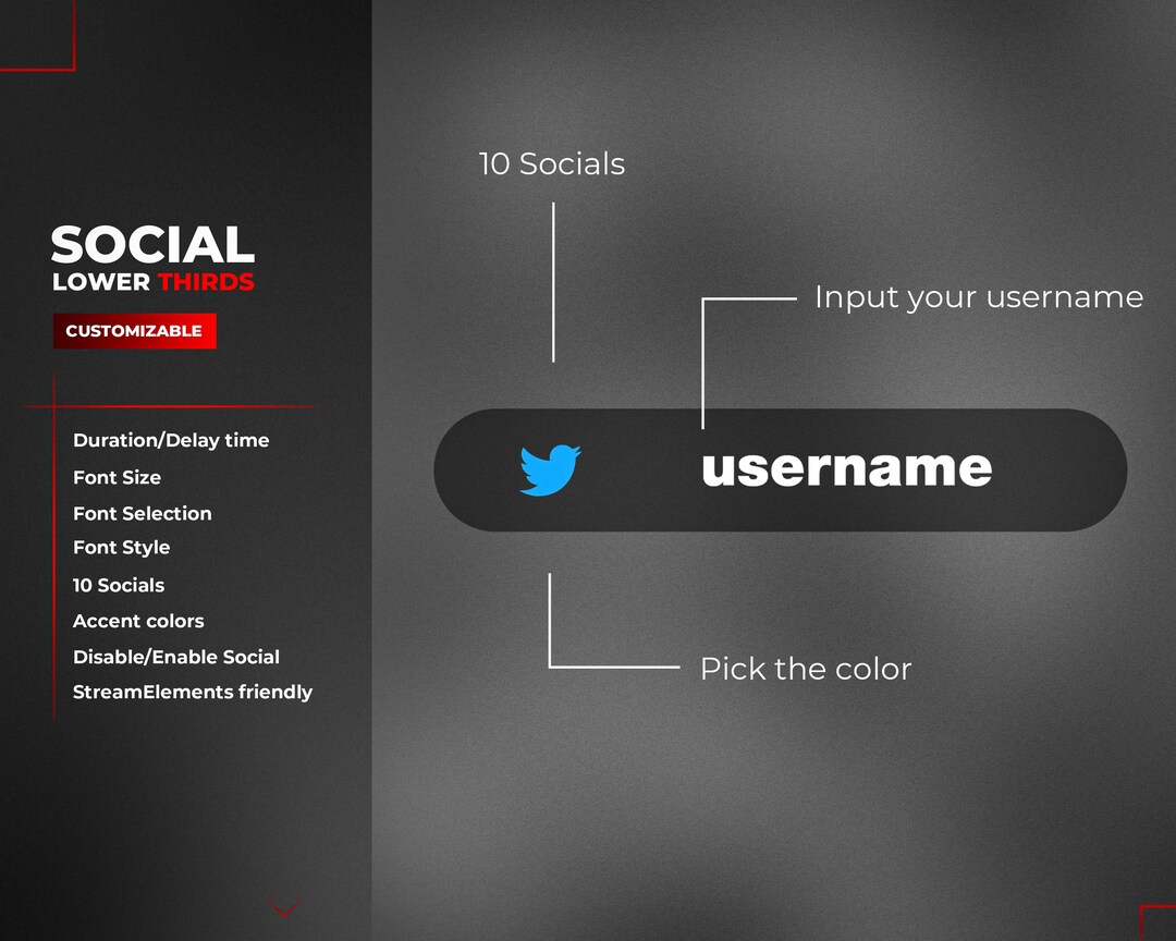 Custom Social Media Lower Thirds Widget 10 Socials to - Etsy