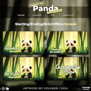 Panda Stream Overlay Animated Stream Backgrounds 4 Looped Twitch ...