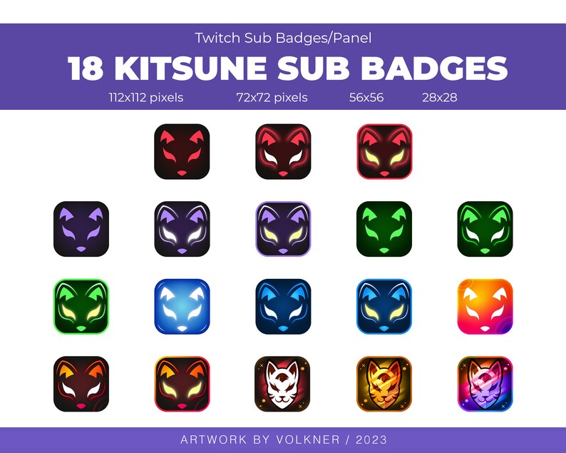 Twitch Kitsune Sub/bit Badges | 18 Fox Badges | Anime | Japanese ...