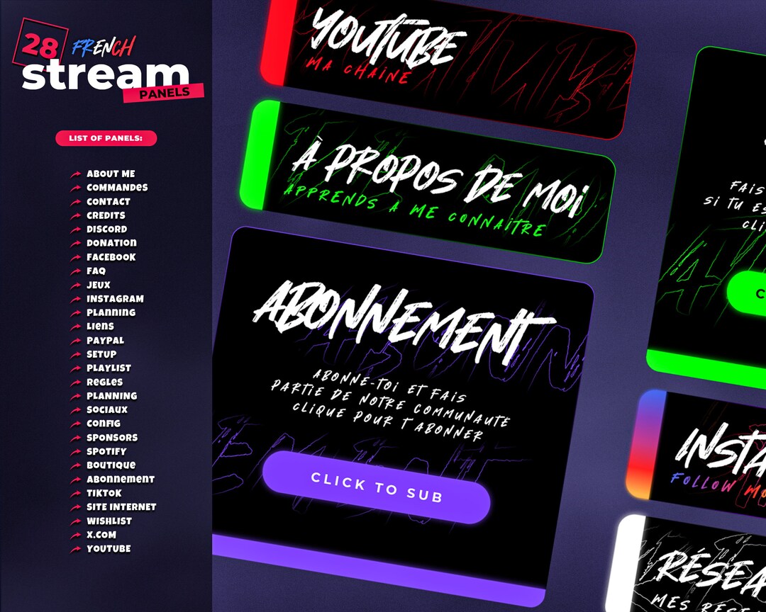 28 Minimalist French Stream Panels – Simple Designs for Twitch & Kick ...