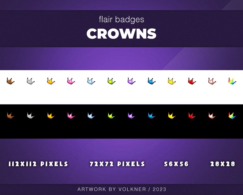 Twitch Crown Flair Badges | 12 Crown Bit Badges | Stream | Twitch ...