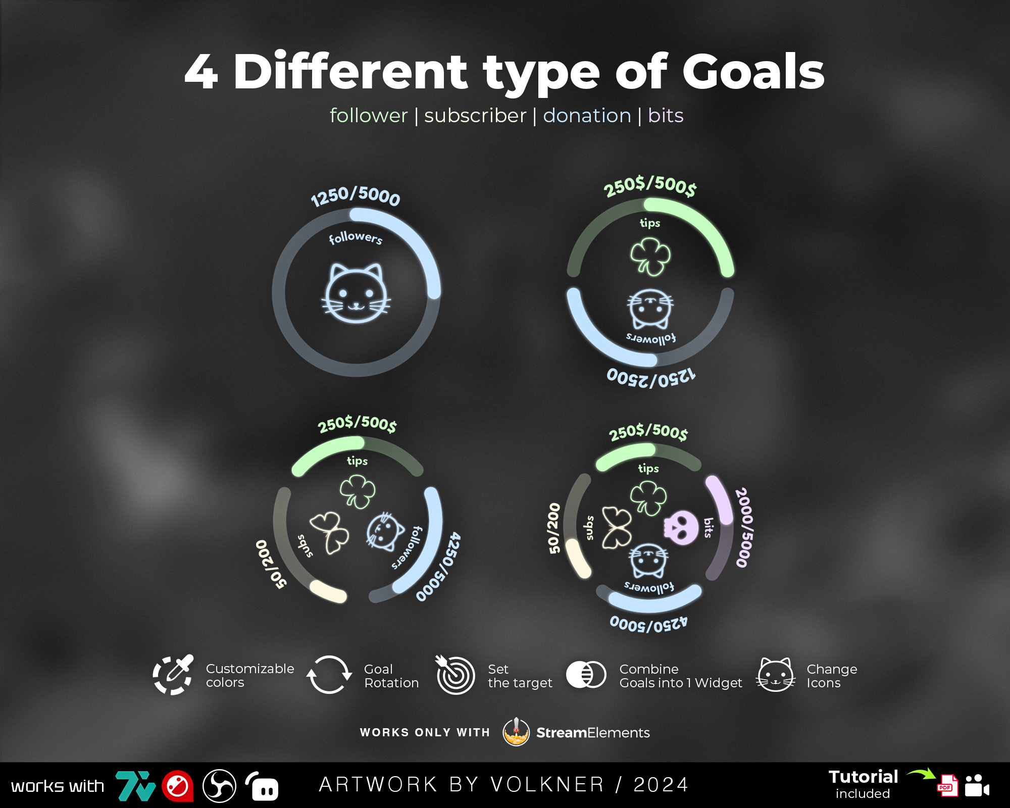 Circle Goal Widget | Twitch Goals for Sub/follower/tips/cheer ...