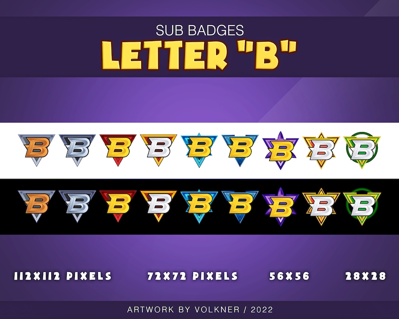 Twitch Letter B Sub Badges 9 Sub/bit Badges Twitch/youtube Subscribers ...