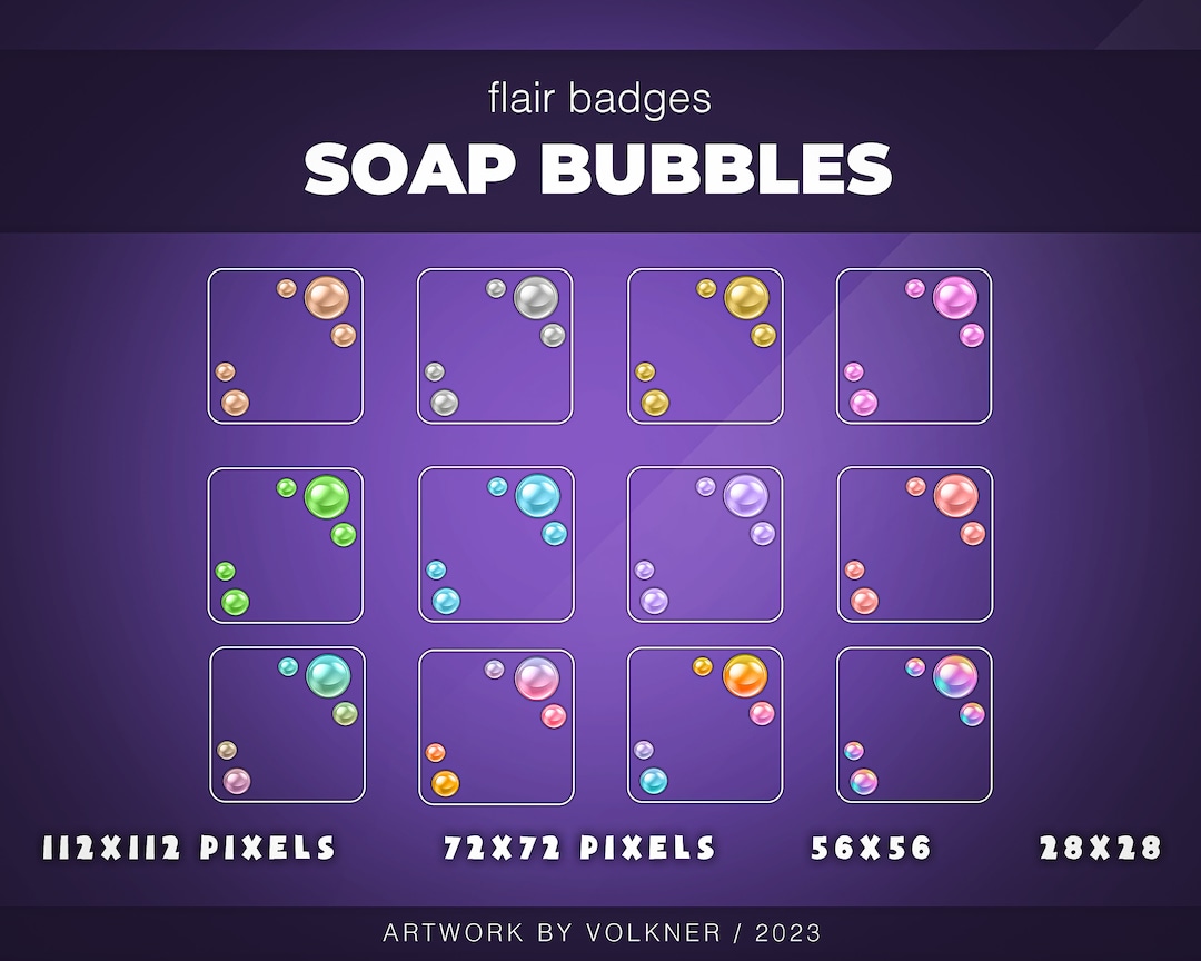 Twitch Soap Bubbles Flair Badges | 12 Bubble Bit Badges | Stream | Twitch/discord/kick - Etsy