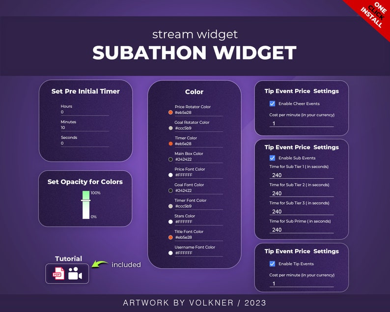 Twitch Subathon Stream Widget customizable Event Rotator and Goal Widget Vtuber Overlay ...