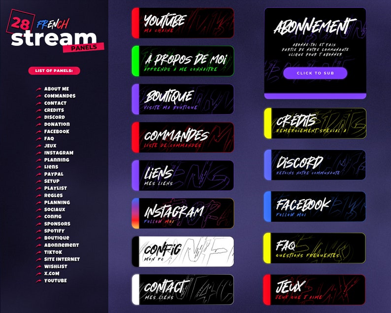 French Simple Twitch Panels | 28 Minimalist Stream Panels Francais ...