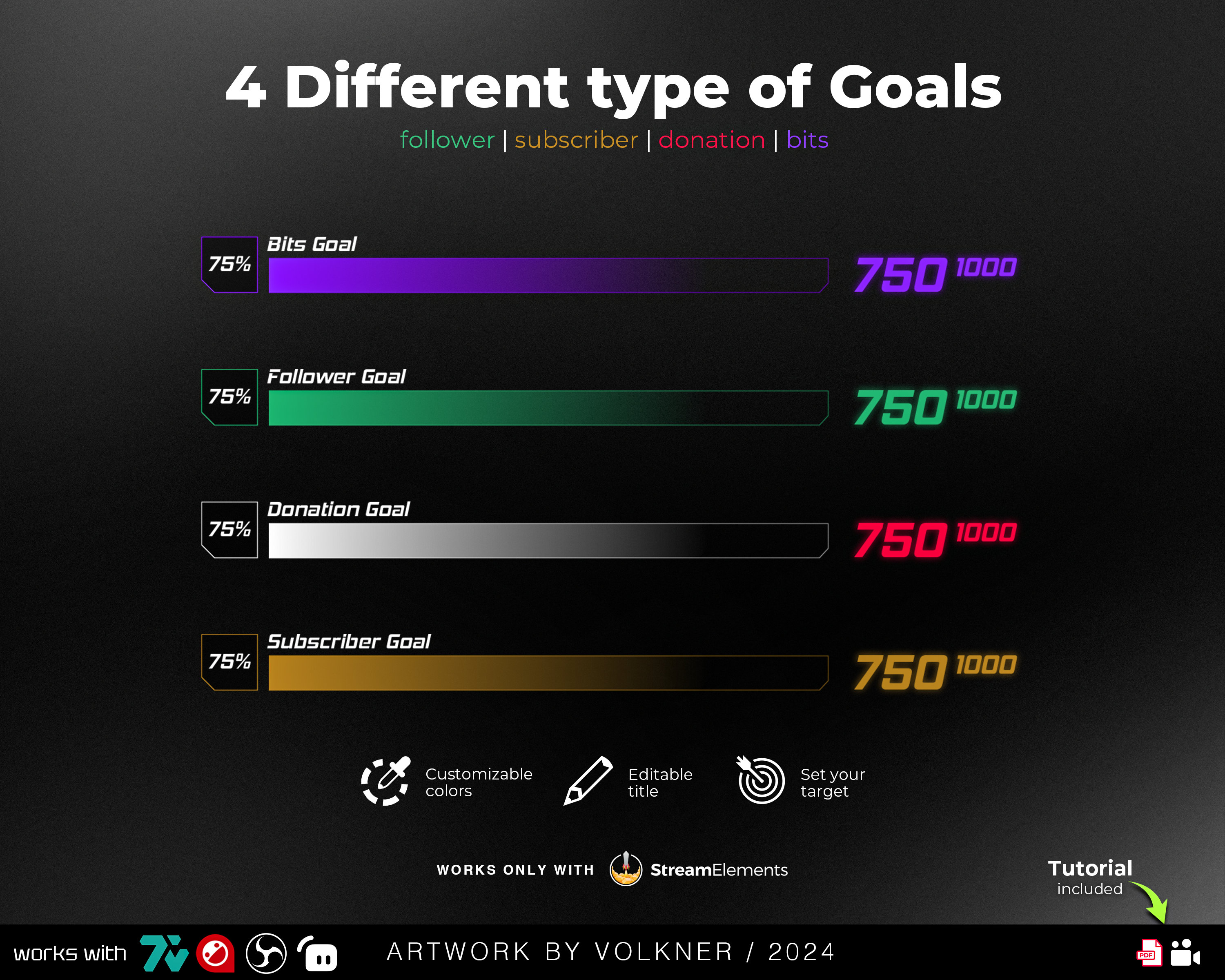 Futuristic Twitch Chat & Goal Widget | Stream Chat Box With Sub Goals ...