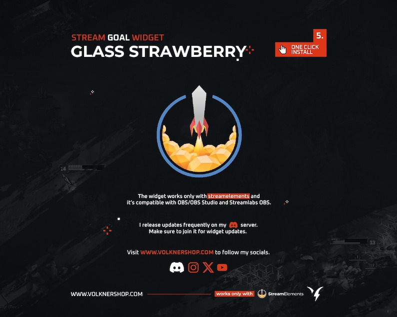 Strawberry Liquid Goal Widgets | Glass Twitch Goal | Fully Customizable ...