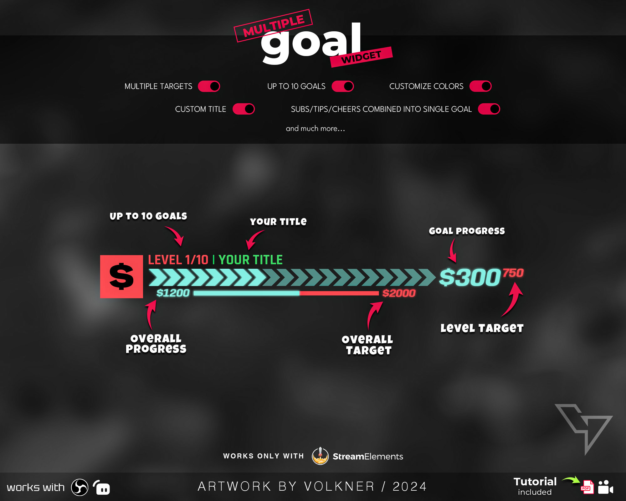 Cyberpunk Stream Widget Twitch Sub Goal Tips/sub/cheers/follower Twitch ...