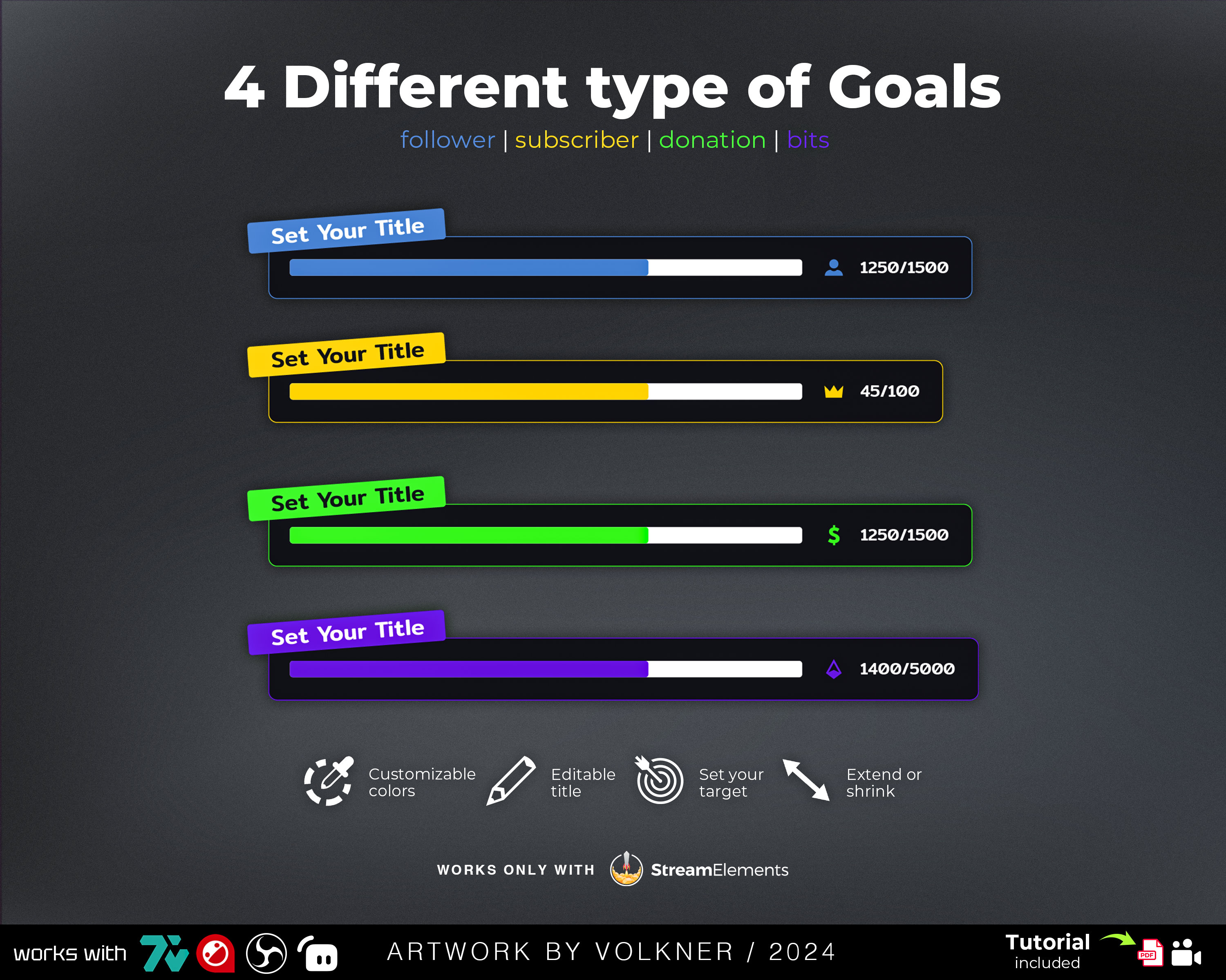 Chat Widget Twitch Stream Chat Box With Goal Widget Customizable Colors ...