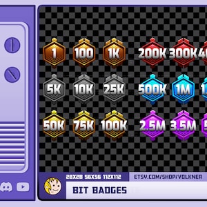 18 Twitch Bit Badges | Sub/bit/cheer Badges | Twitch/youtube - Etsy
