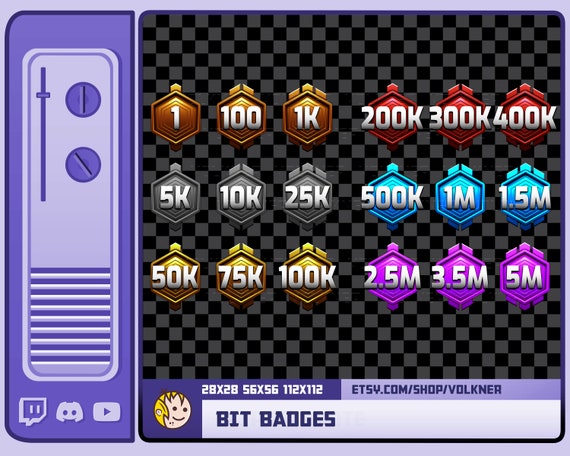 18 Twitch Bit Badges Sub/bit/cheer Badges Twitch/youtube - Etsy