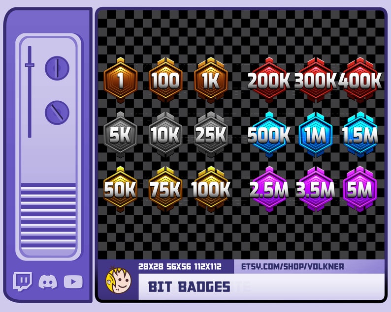 18 Twitch Bit Badges | Sub/bit/cheer Badges | Twitch/youtube - Etsy