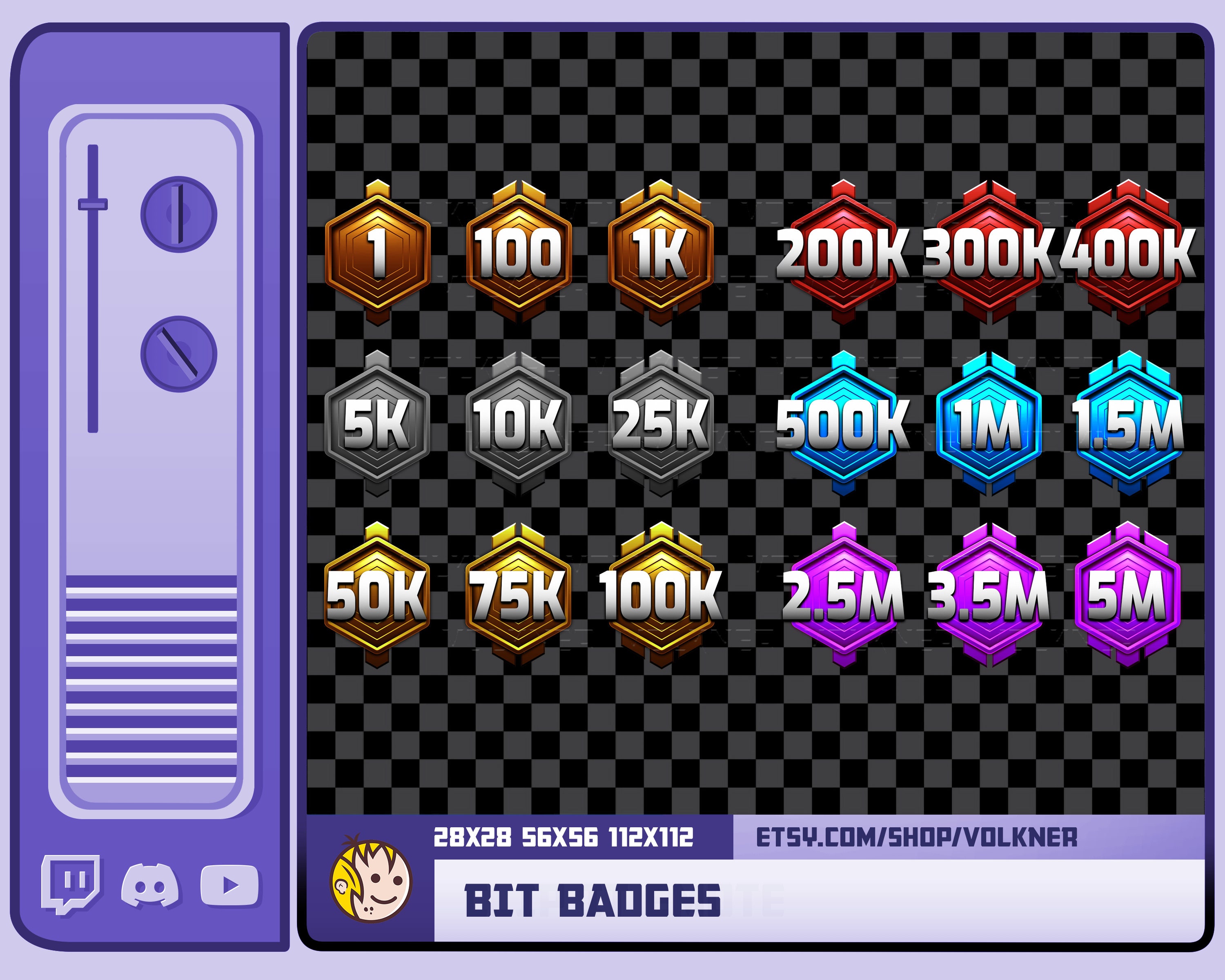 18 Twitch Bit Badges | Sub/bit/cheer Badges | Twitch/youtube - Etsy