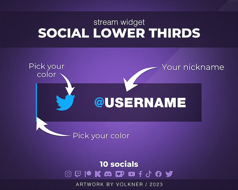 Custom Social Lower Thirds Widget | Twitch Social Media Rotator Widget ...