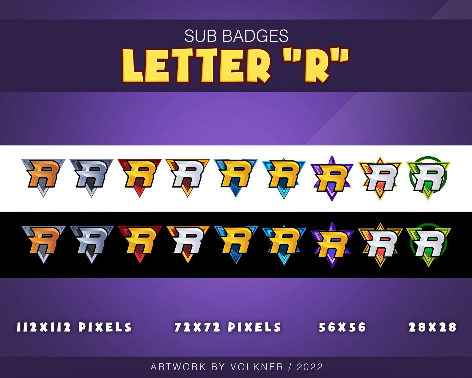 Twitch Letter R Sub Badges | 9 Sub/bit Badges | Twitch/youtube ...