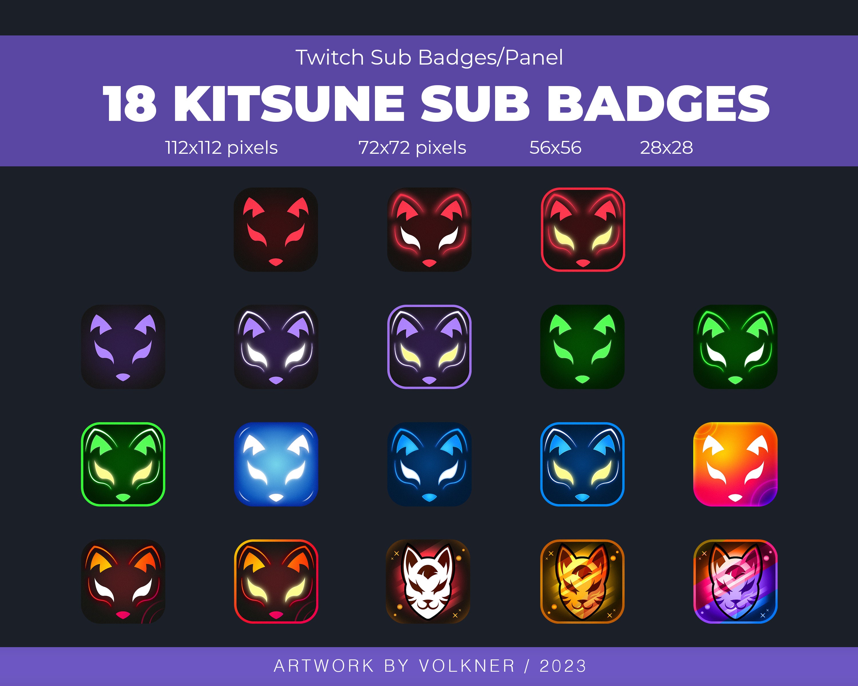 Twitch Kitsune Sub/bit Badges 18 Fox Badges Anime Japanese Twitch/kick ...