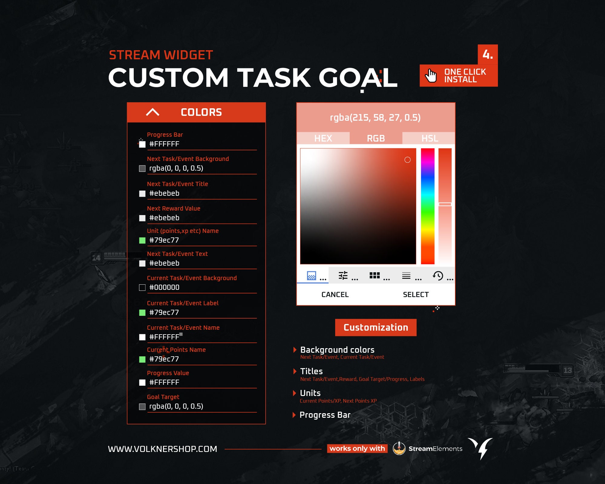Custom Task Goal Widget Twitch Overlay Customizable Colors OBS ...