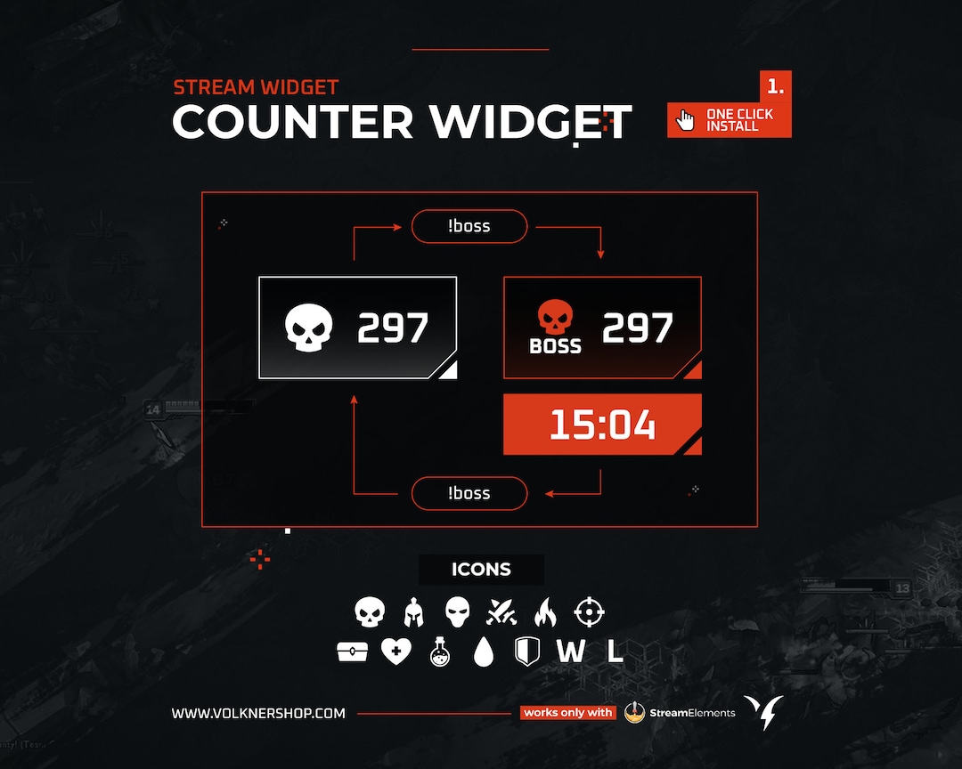 Twitch Counter Widget (customizable) | Kill Death Counter Overlay ...